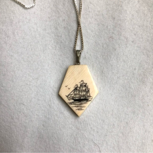 Jewelry | Scrimshawed Ship Pendant | Poshmark